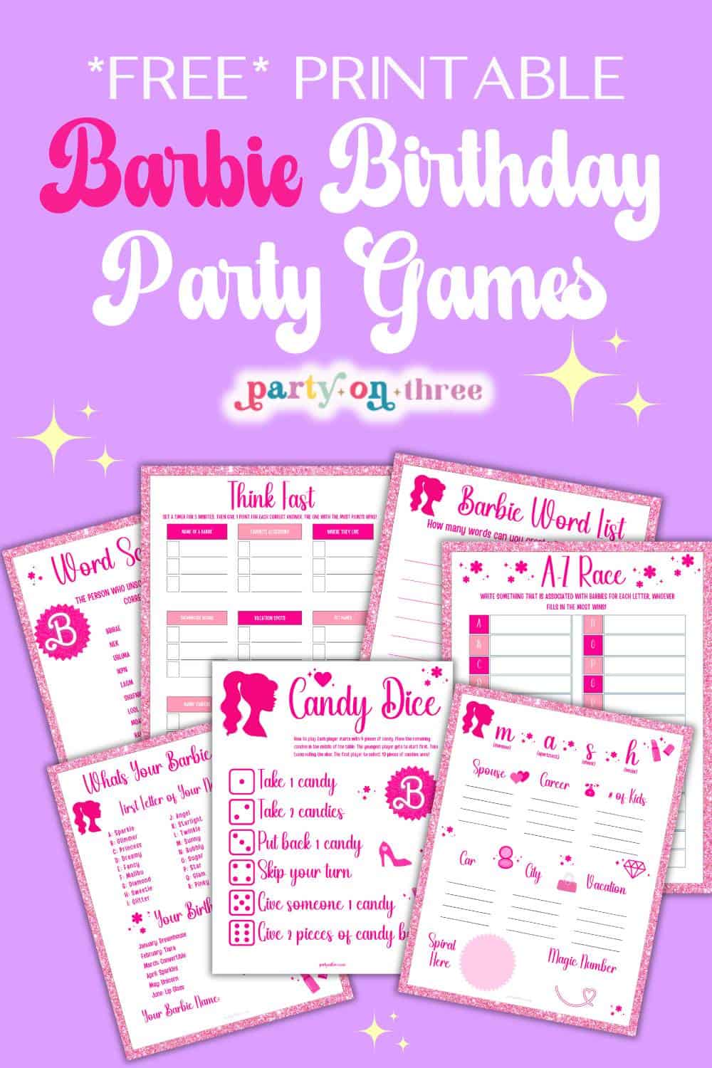 12 Super Cute Free Printable Barbie Party Games - Party on Three