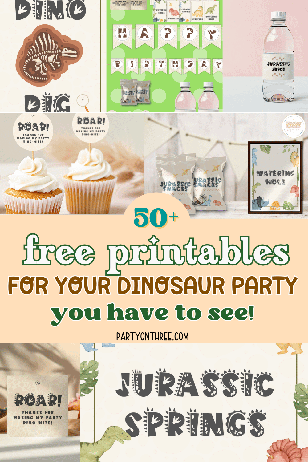 Dinosaur Birthday Party Printables (Free!) - Party on Three