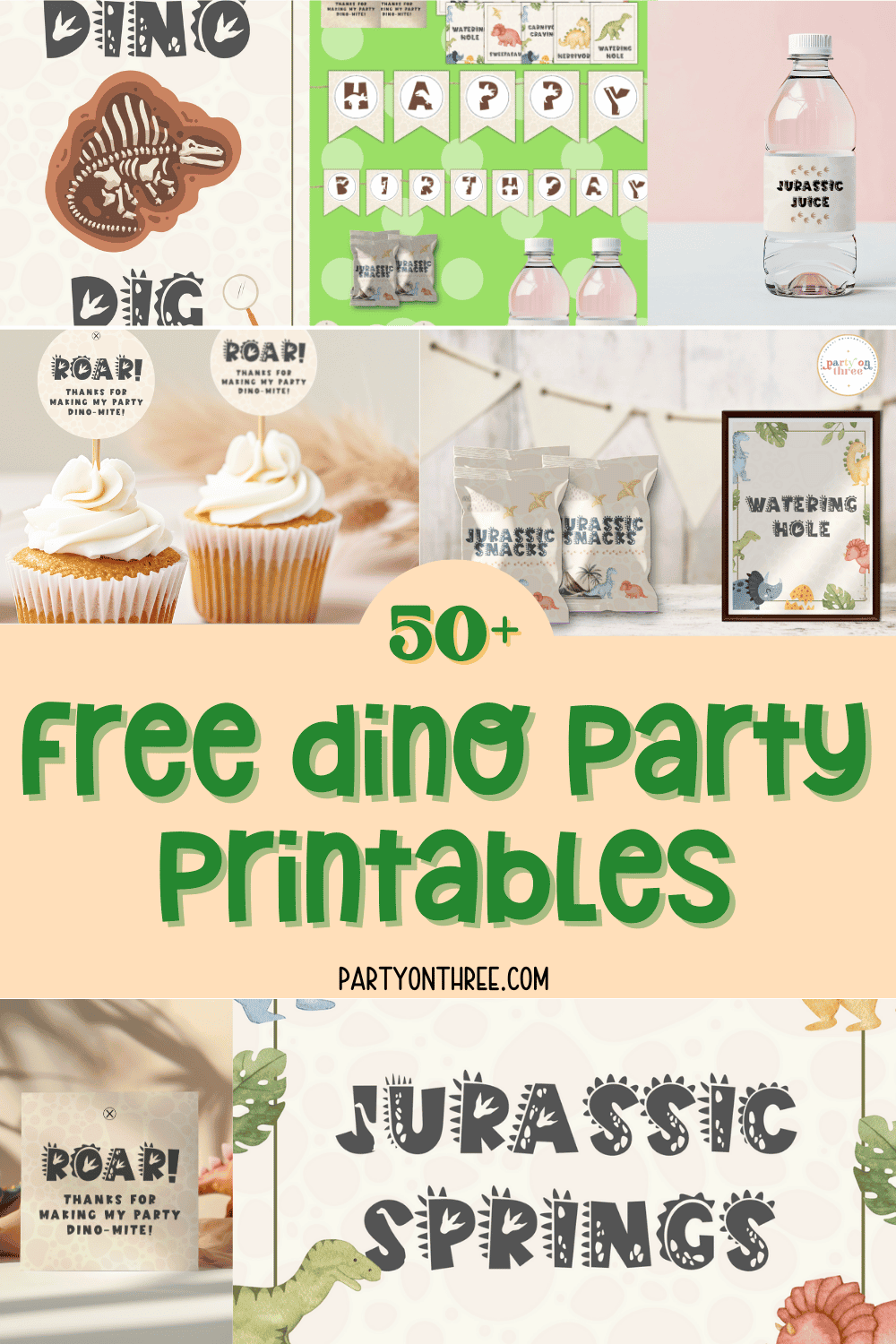 Dinosaur Birthday Party Printables (Free!) - Party on Three