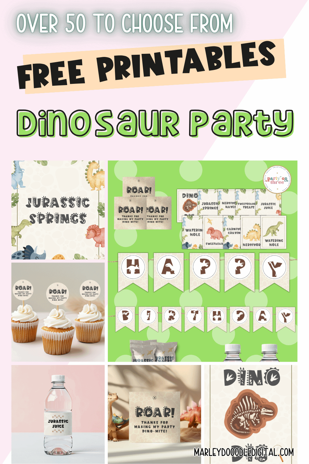 Dinosaur Birthday Party Printables (Free!) - Party on Three