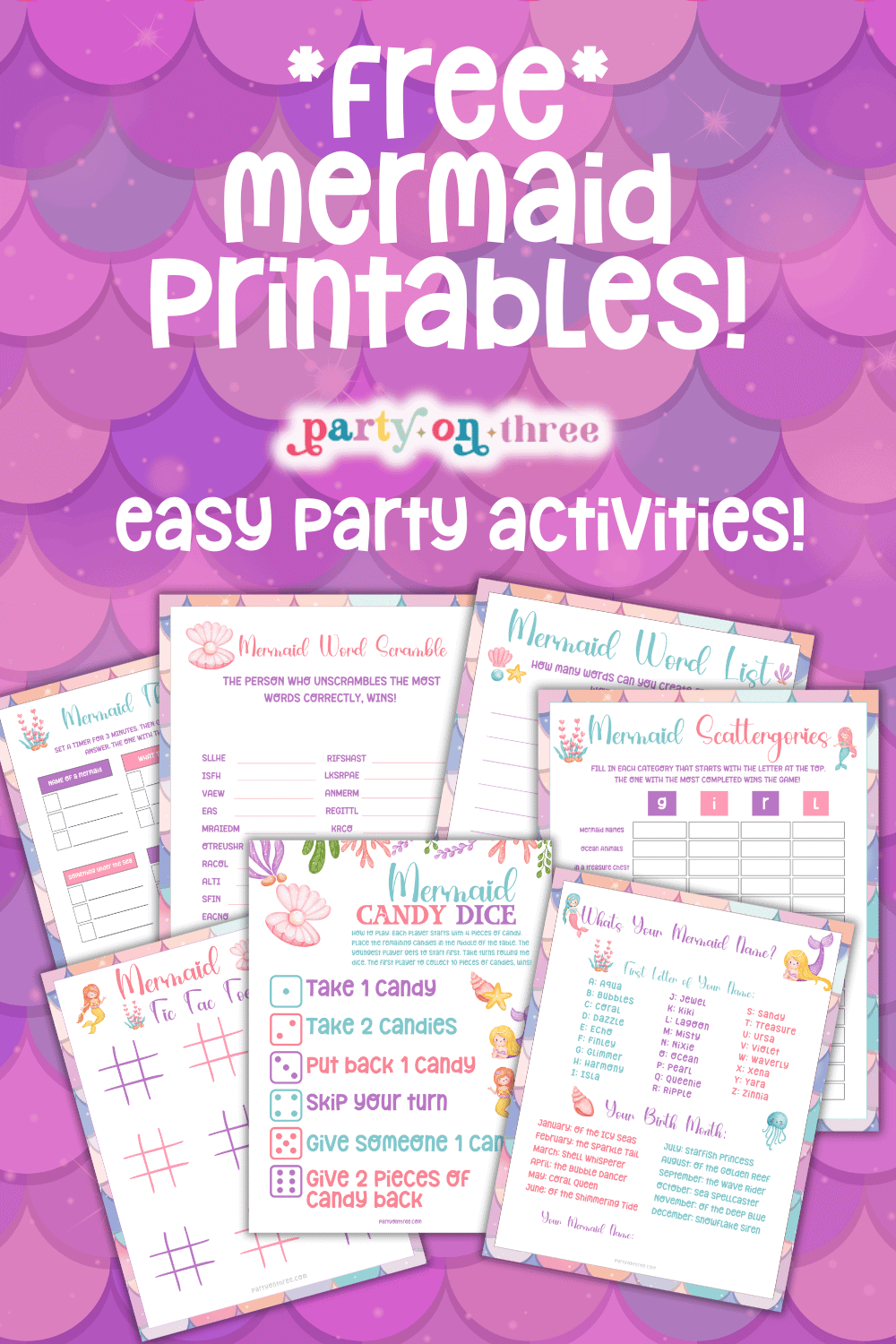 10 Fun and Free Printable Mermaid Party Games - Party on Three