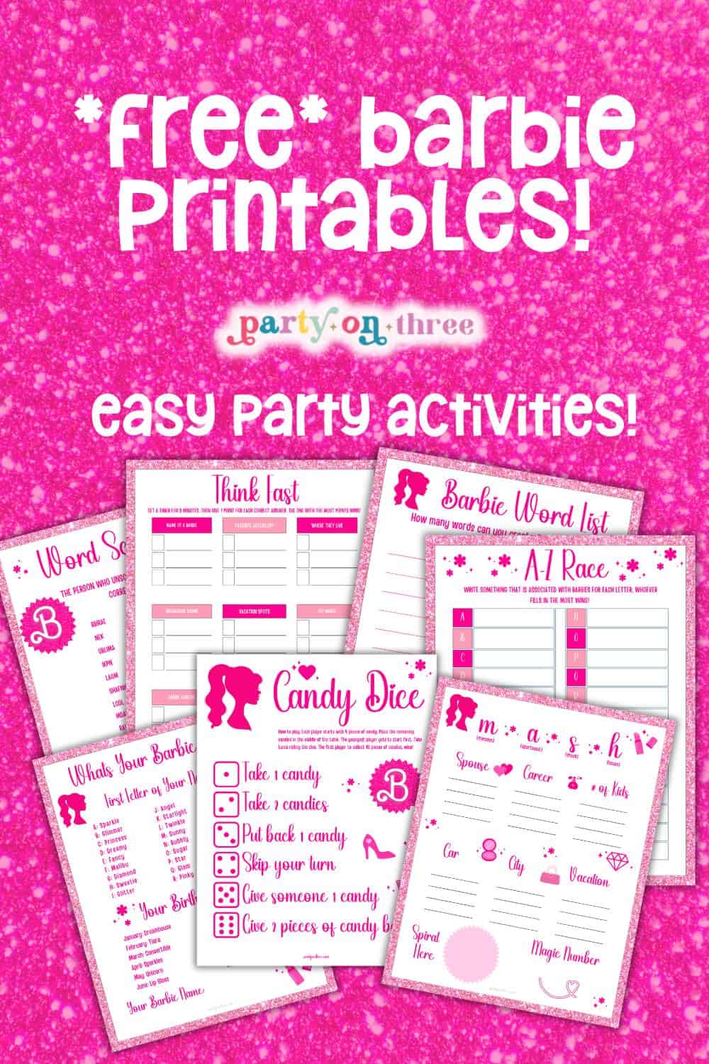 12 Super Cute Free Printable Barbie Party Games - Party on Three