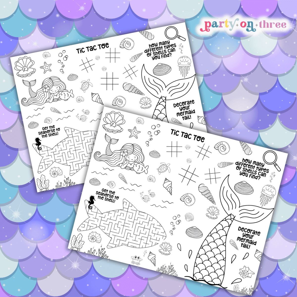 Fun Mermaid Activity Placemat (Free Printable) - Party on Three