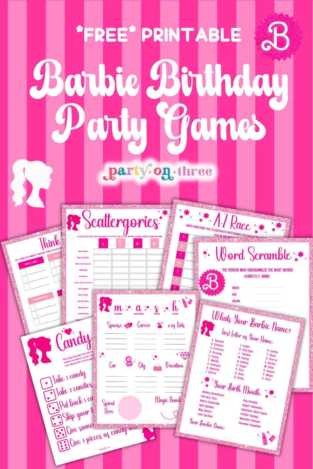 12 Super Cute Free Printable Barbie Party Games - Party on Three