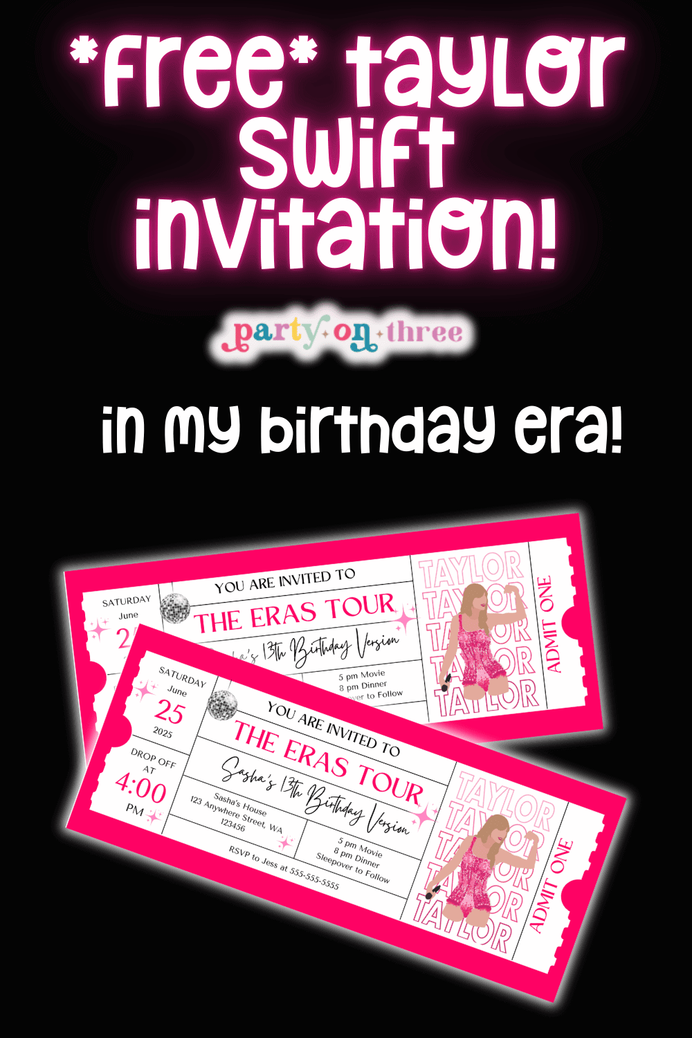 Taylor Swift Eras Tour Birthday Invitation (Free Editable Template ...
