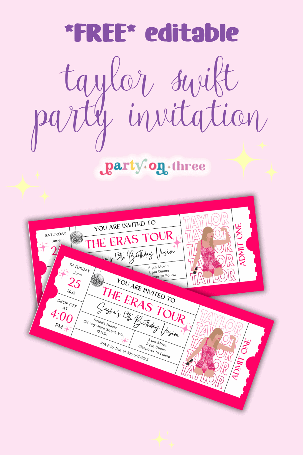 Taylor Swift Eras Tour Birthday Invitation (Free Editable Template ...