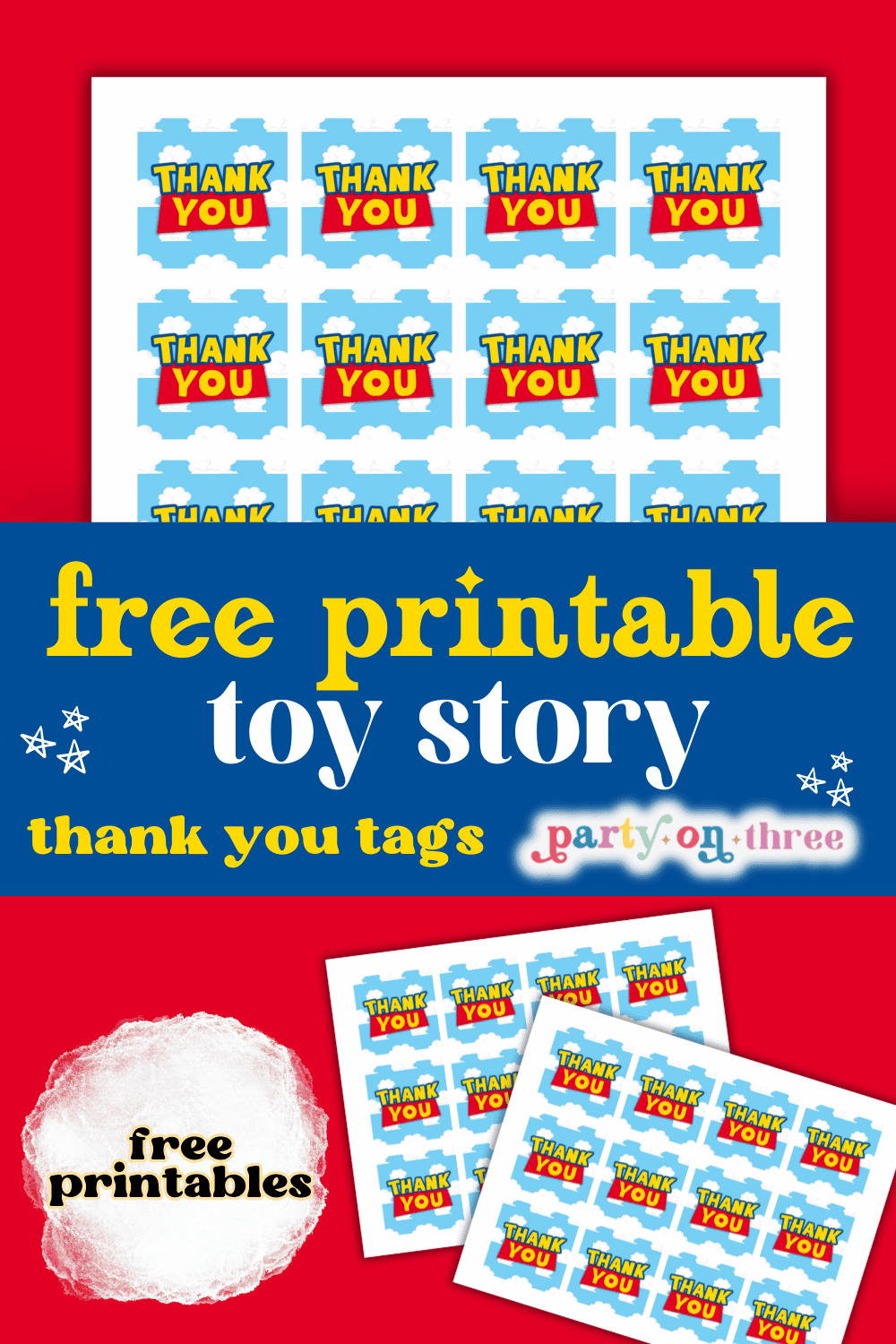 Free Printable Toy Story Thank You Tags - Party on Three