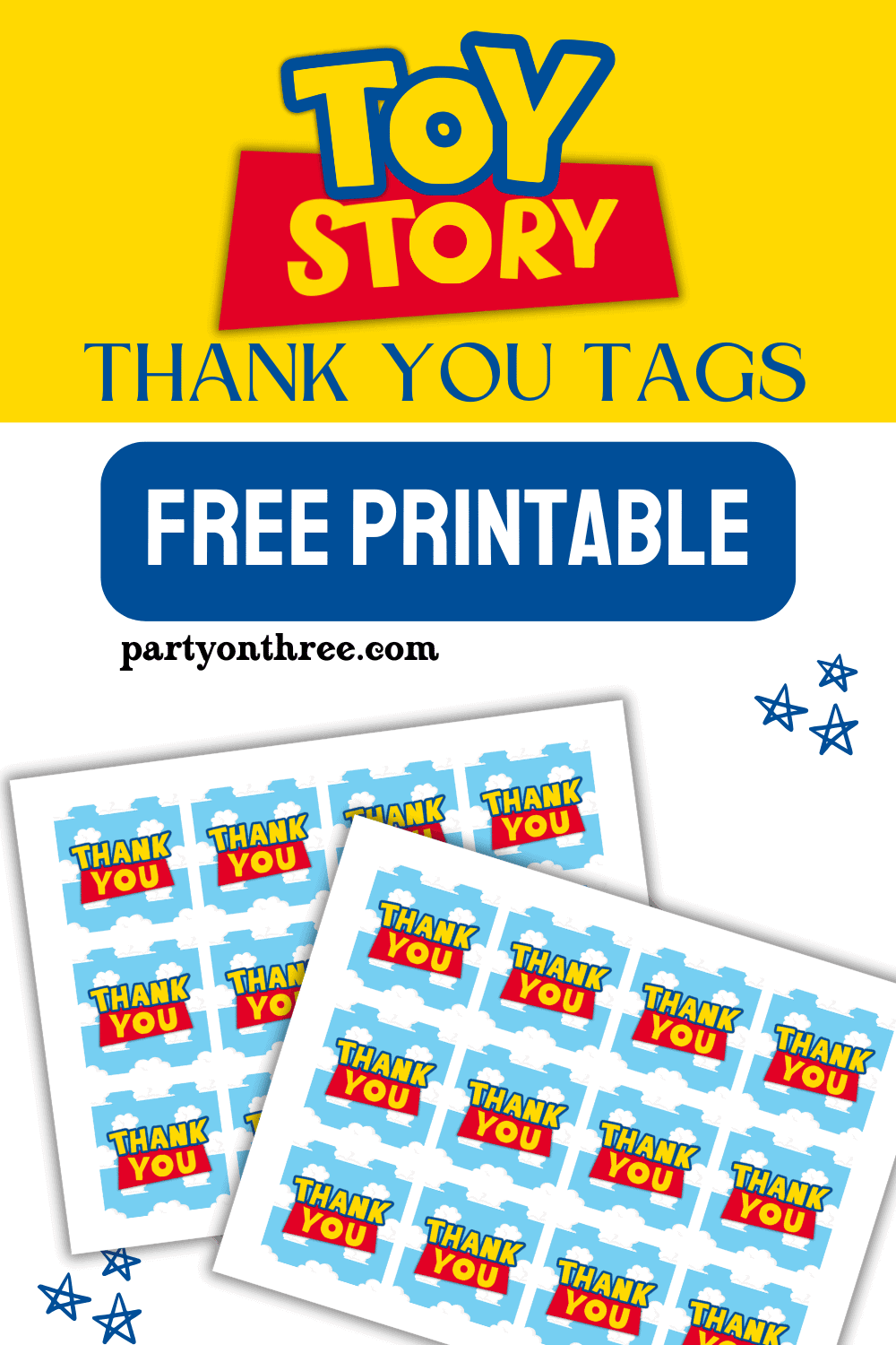 Free Printable Toy Story Thank You Tags - Party on Three