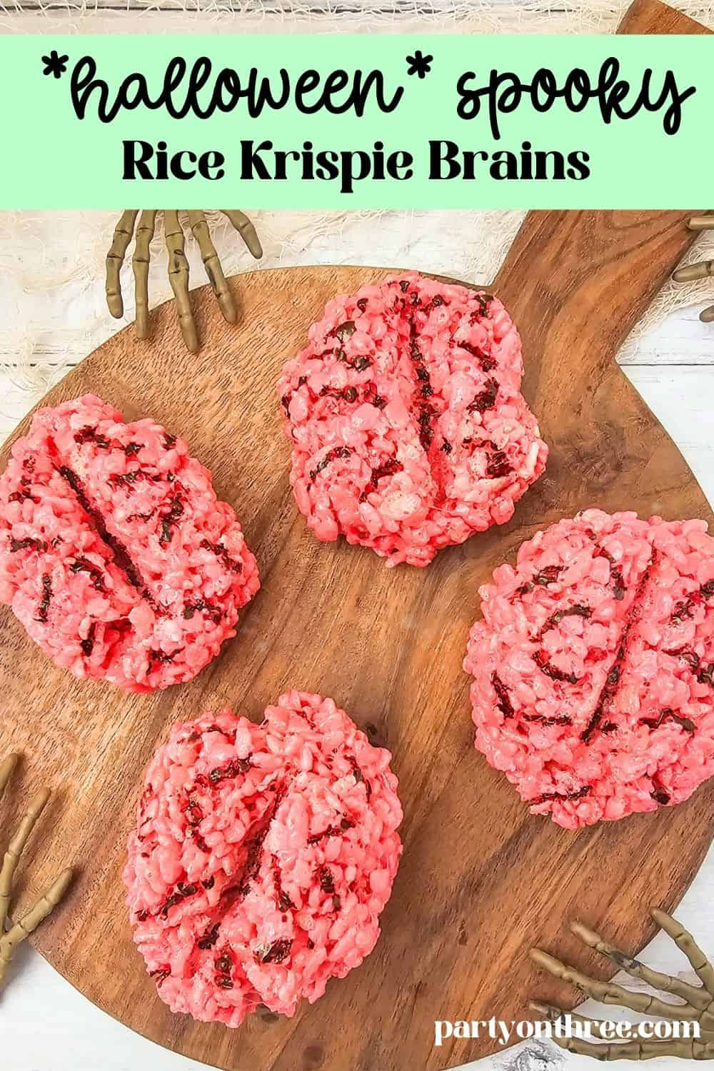 Halloween Rice Krispie Brains - Party on Three