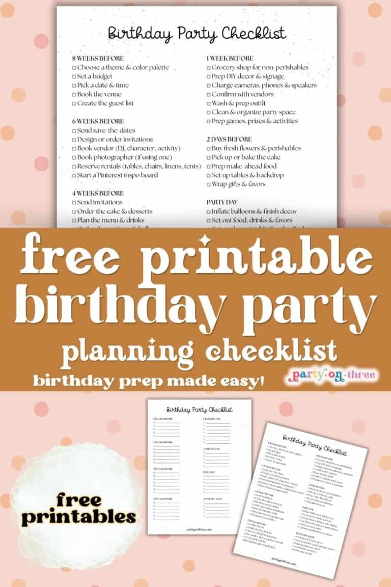 Free Printable Birthday Party Checklist - Party on Three